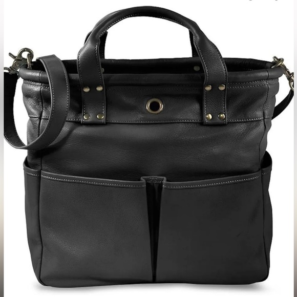 Levenger | Bags | Levenger Black Pebbled Leather St Tropez Tote ...